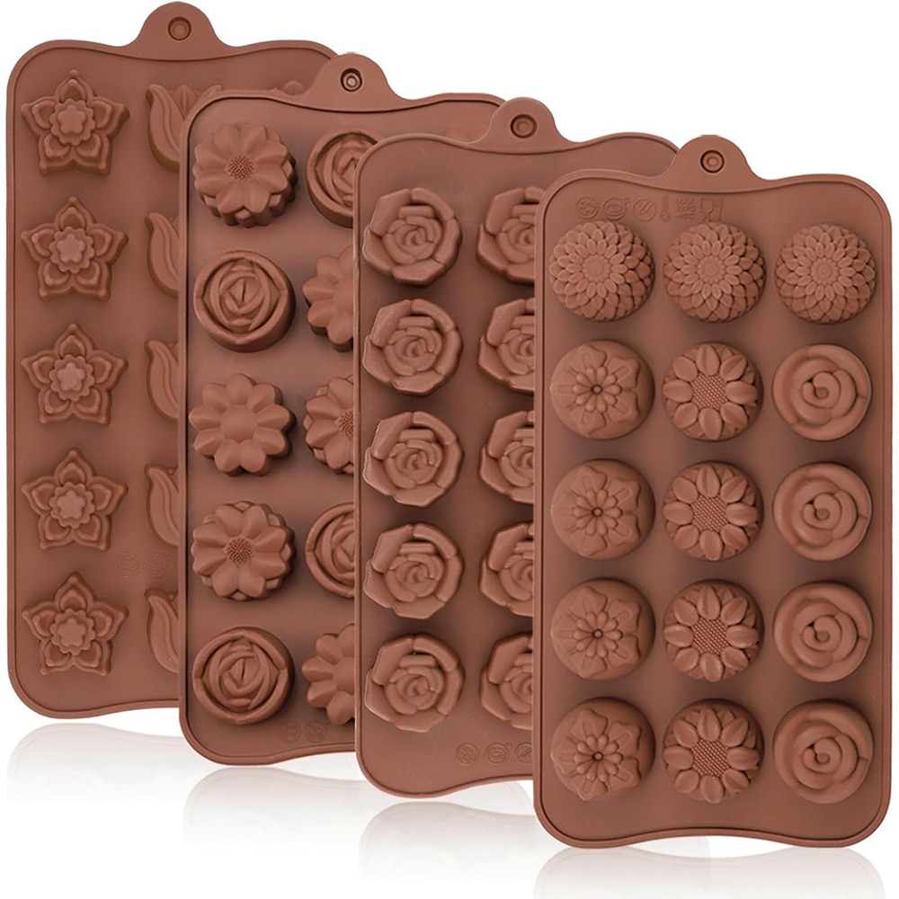 Set 4 tavi forme prajituri, Silicon, Maro - eMAG.ro