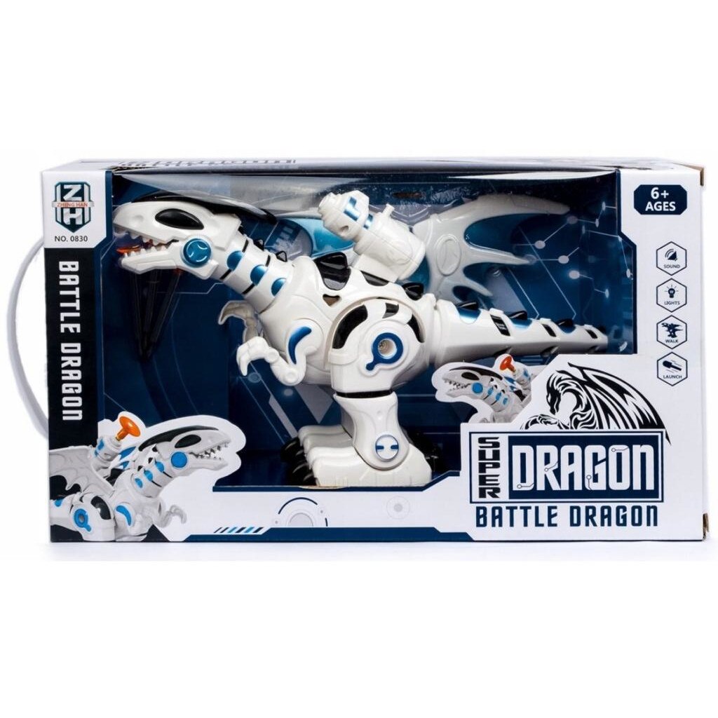 Jucarie interactiva Dragon cu Lansator de ventuze, lumini si sunete ...