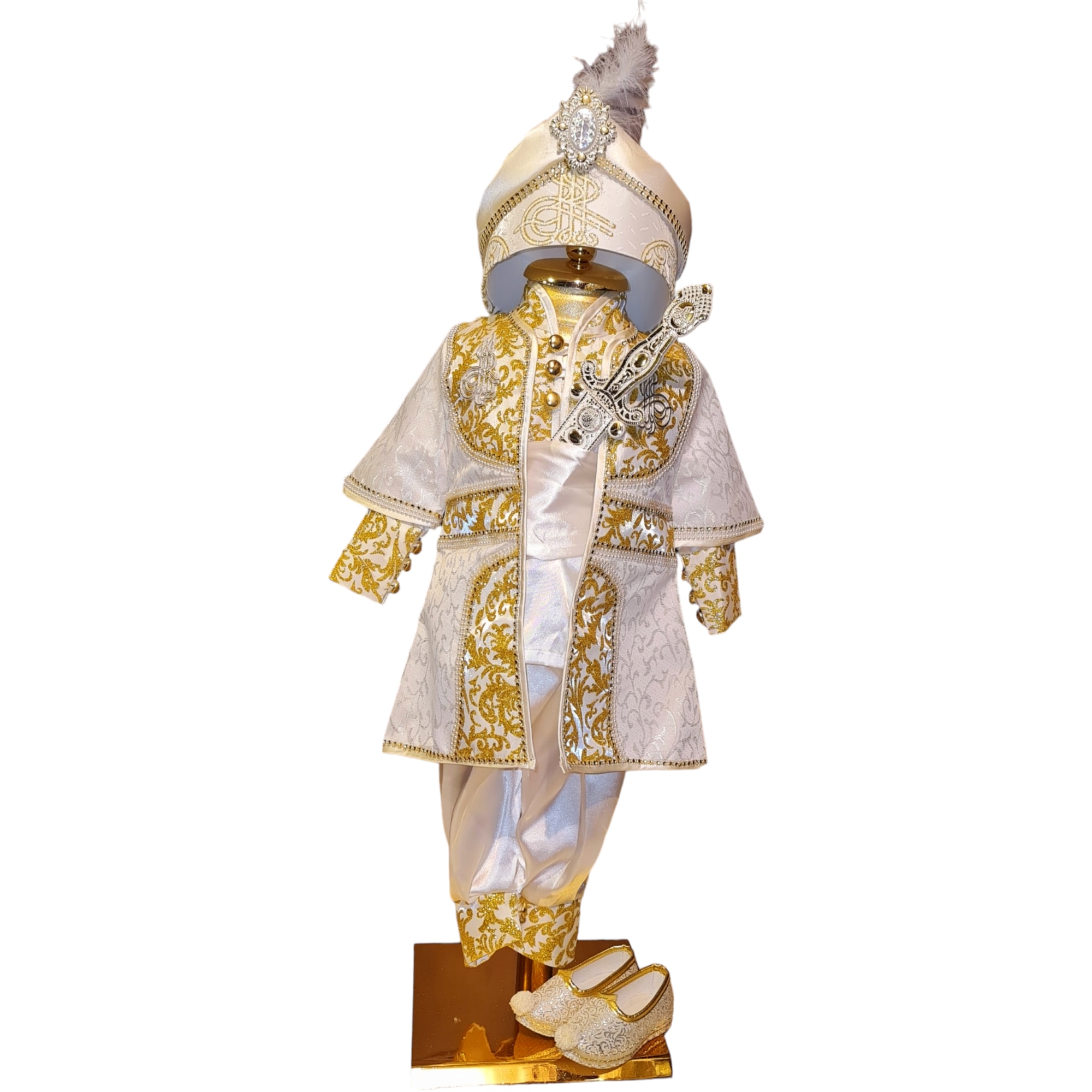 Costum botez/petrecere model print oriental, StarFashion, 7 piese, cu ...