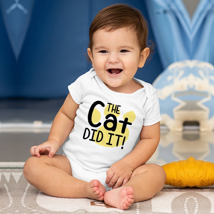 Бебешко боди, The cat did it, 12-18 месеца, къс ръкав, креативна щампа ...