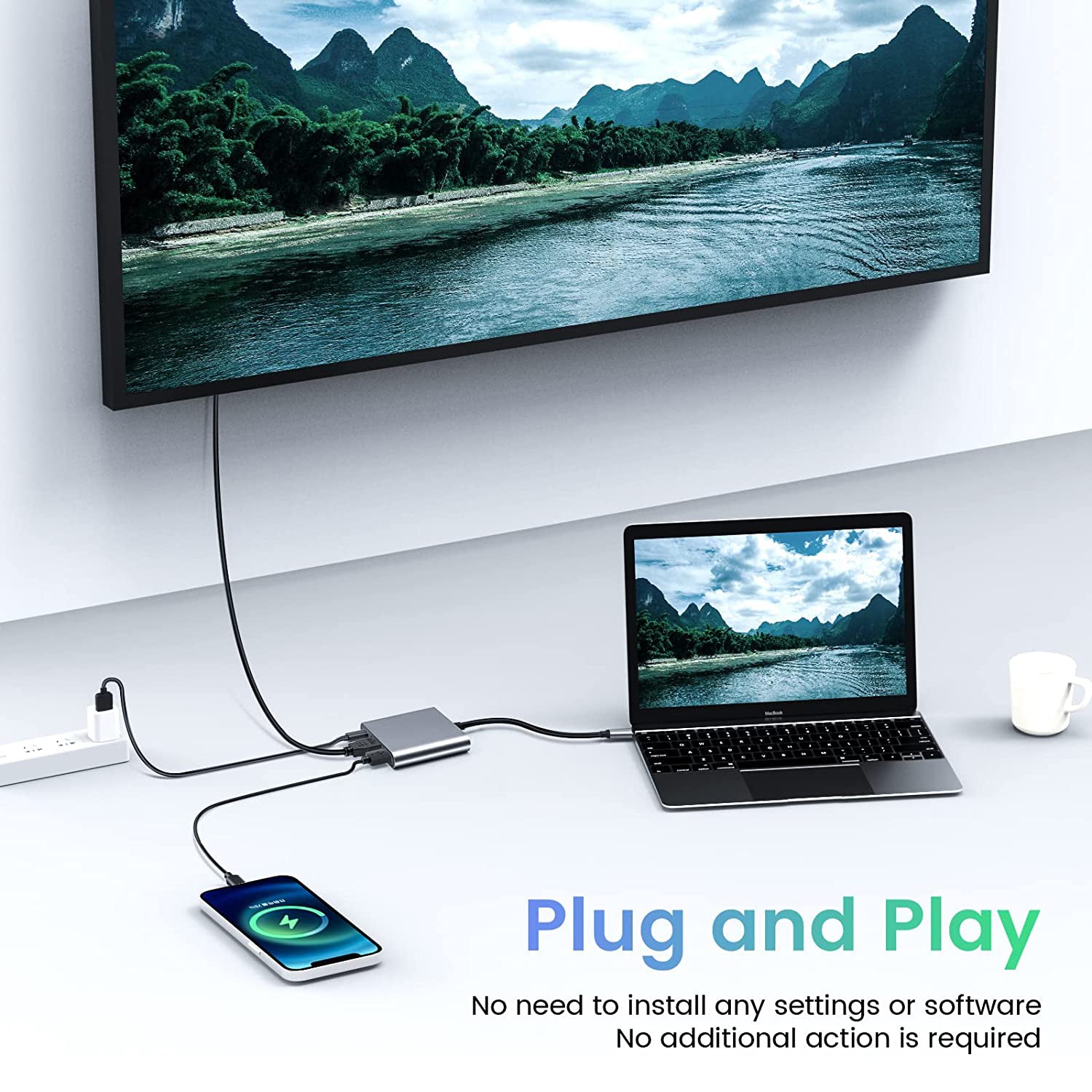 Адаптер, JESWO, 3в1, сребрист, 4K HTMl, USB 3.0, PD - eMAG.bg