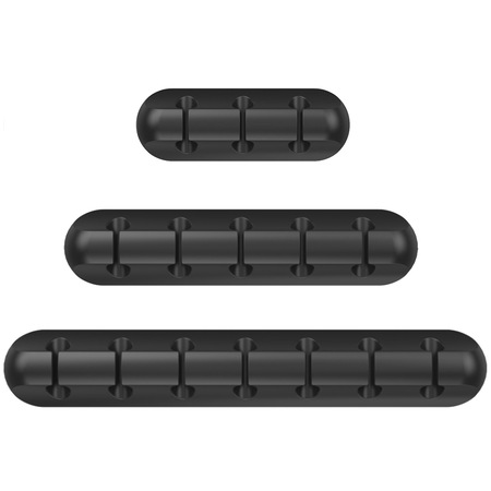 Set 3 suporti cabluri pentru birou, autoadeziv, negru - eMAG.ro