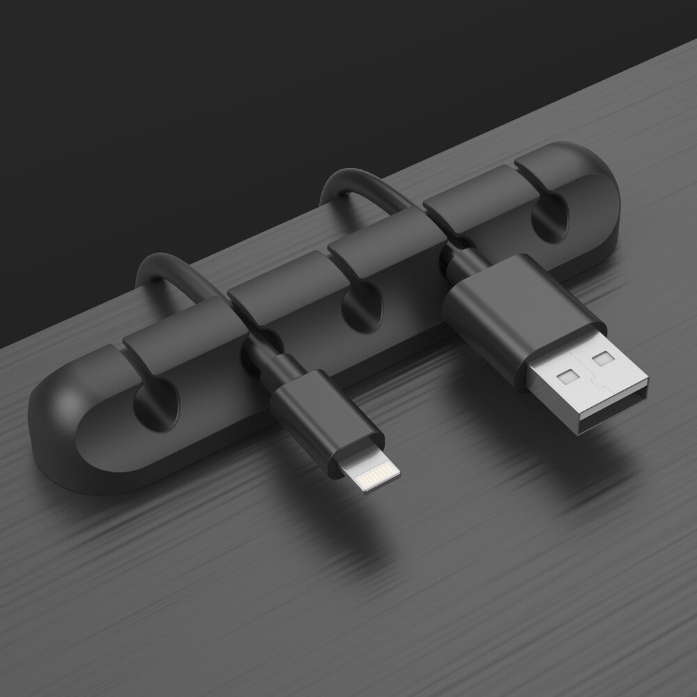 Set 3 suporti cabluri pentru birou, autoadeziv, negru - eMAG.ro