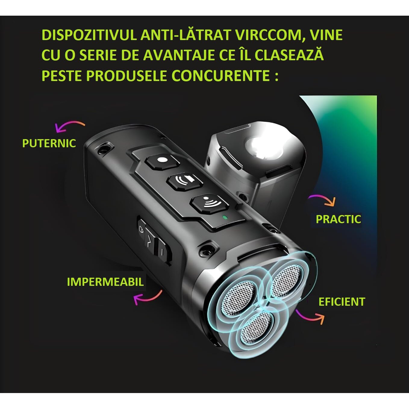 Dispozitiv Profesional Cu Ultra Sunete Pentru Caini Agresivi, VIRCCOM ...