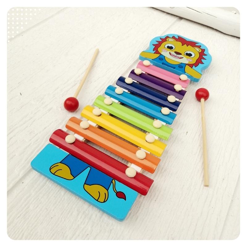 Montessori interaktív fa xilofon "Zambaret Lion" gyerekeknek, ERAKIDS ...