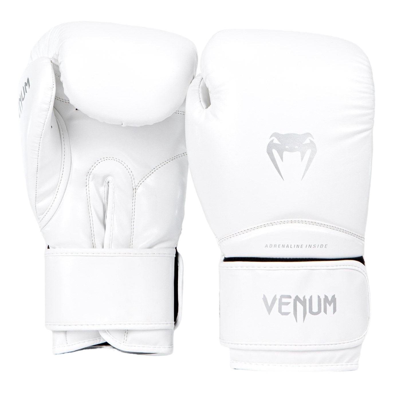 Manusi de box Contender 1.5, Venum, Piele ecologica, Alb / Argintiu, 14 ...
