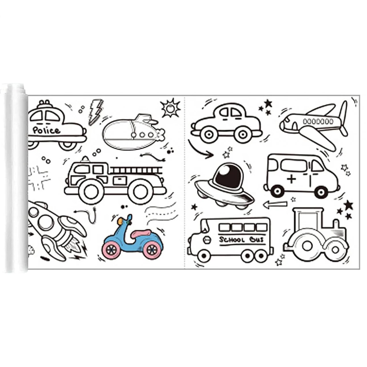 Foaie de desen pentru copii Jokily, hartie, model autovehicule, alb ...