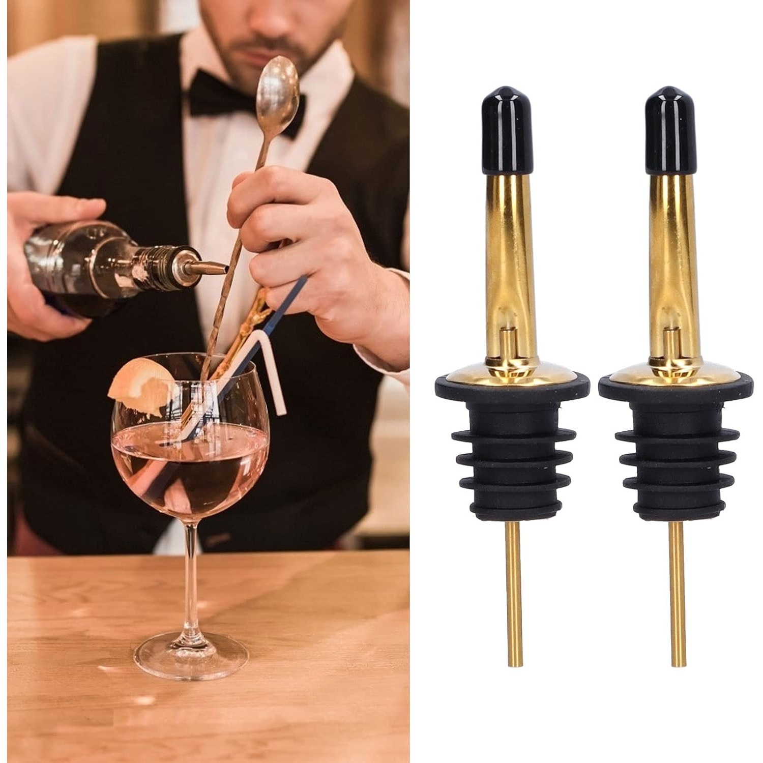 Set 2 dopuri cu picurator de sticla din otel inoxidabil, FAVEEZA ...