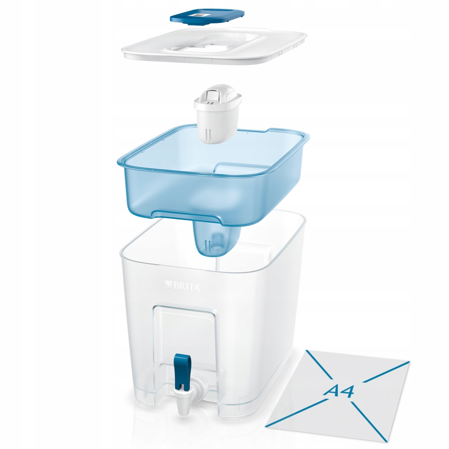 Dozator cu filtru de apa, Brita, Flow, 2 x filtre, 8.2l, Albastru - eMAG.ro