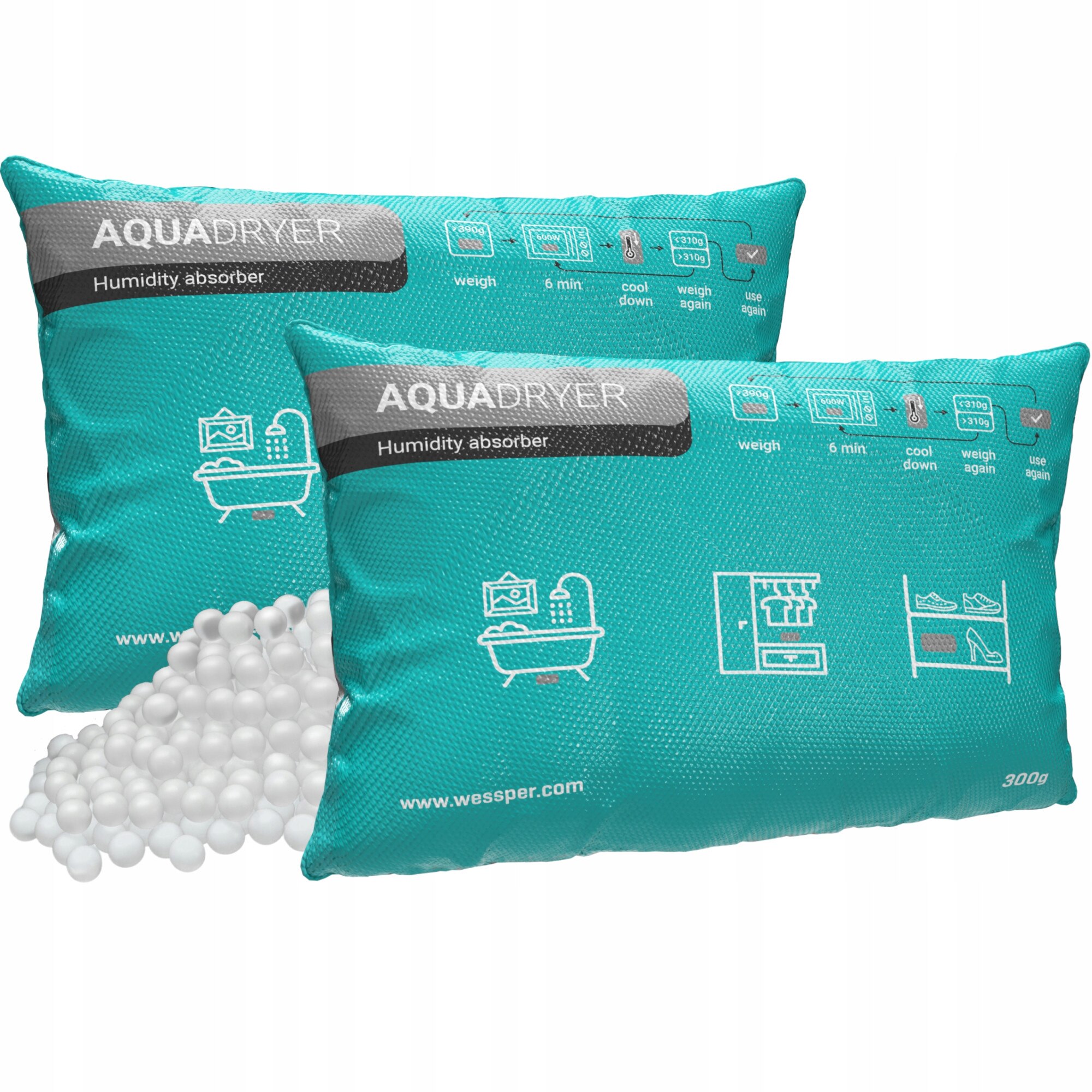 Set 2 Absorbante umiditate, Wessper, Aquadryer, Turcoaz - eMAG.ro