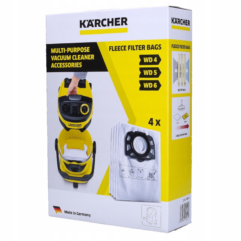 Set 4 Saci pentru aspirator, WESSPER, Compatibil cu KARCHER WD4/WD5/MV5 ...