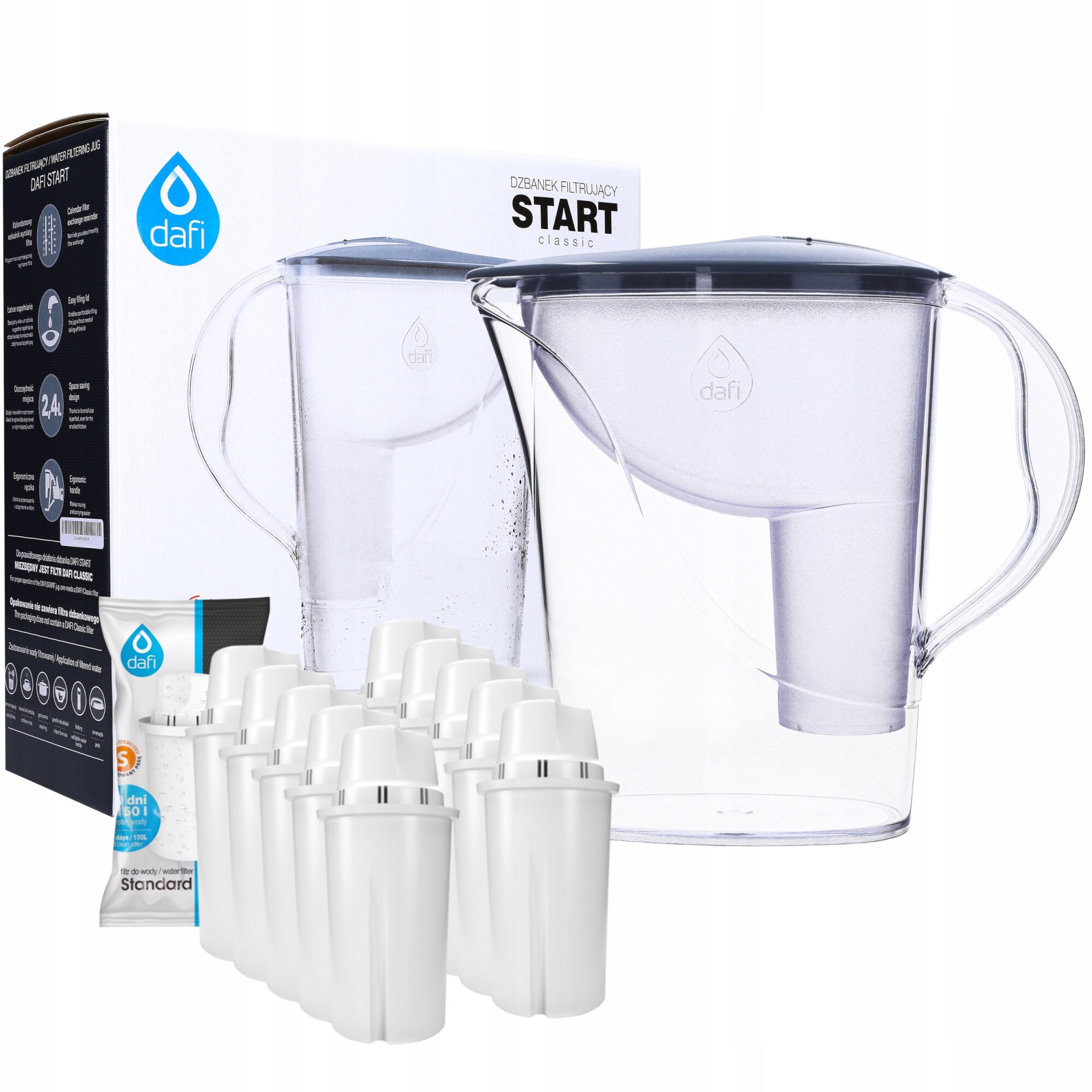 Cana filtranta cu 10 cartuse, Dafi, 2,4l, Transparent - eMAG.ro