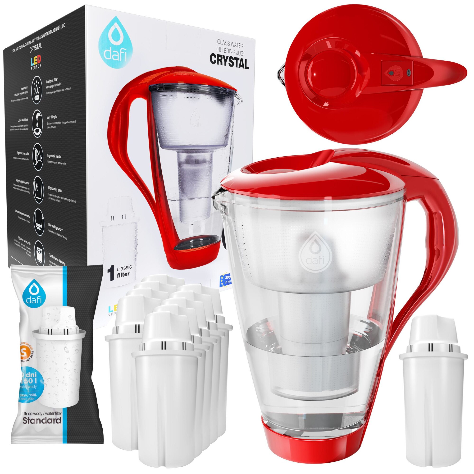 Set cana filtranta si 10 filtre, Dafi, 2L, Rosu - eMAG.ro