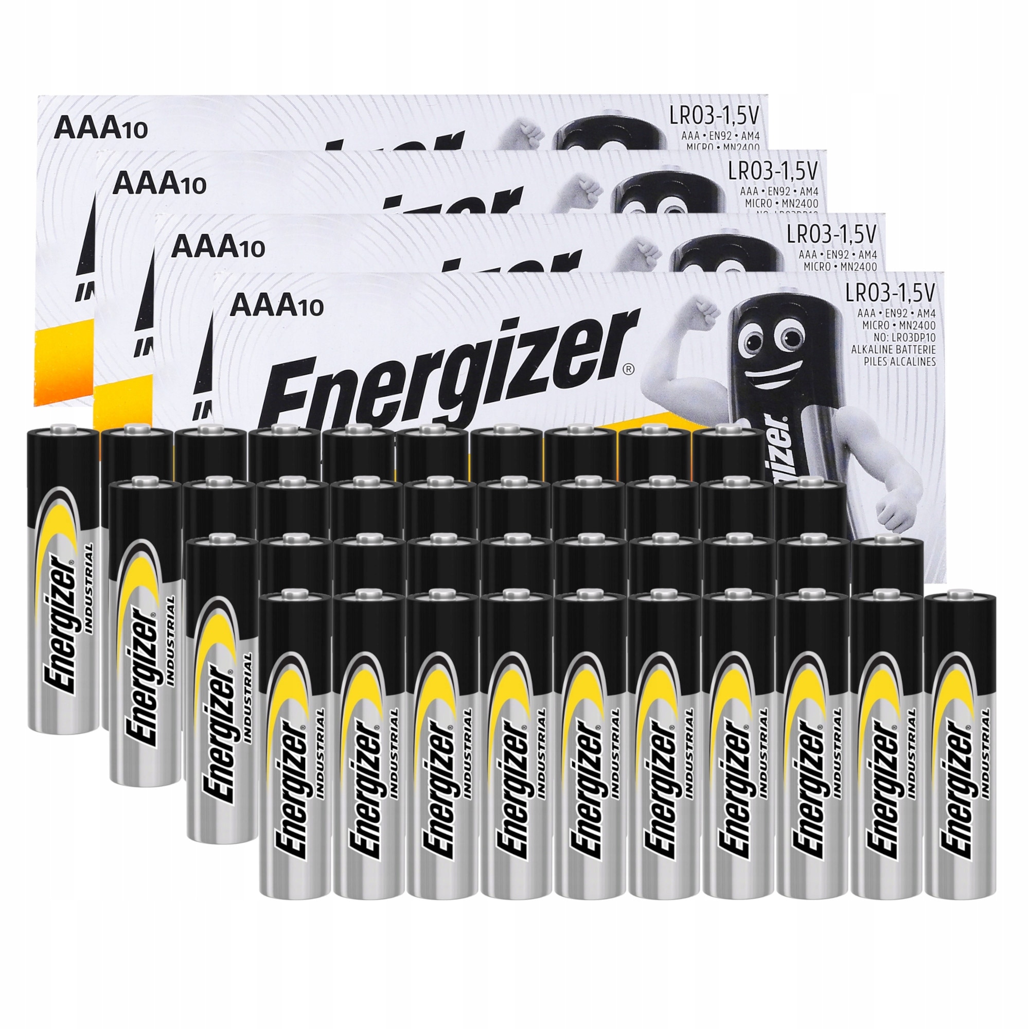 Set 40 baterii alcaline AAA, Energizer, 1250 mAh, 1.5 V, Negru/Gri ...