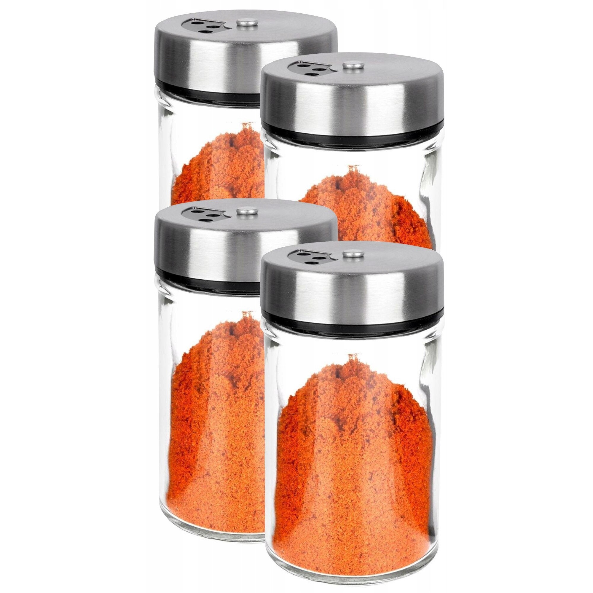 Set 4 recipiente pentru condimente, Orion, Sticla/Inox, 100ml ...