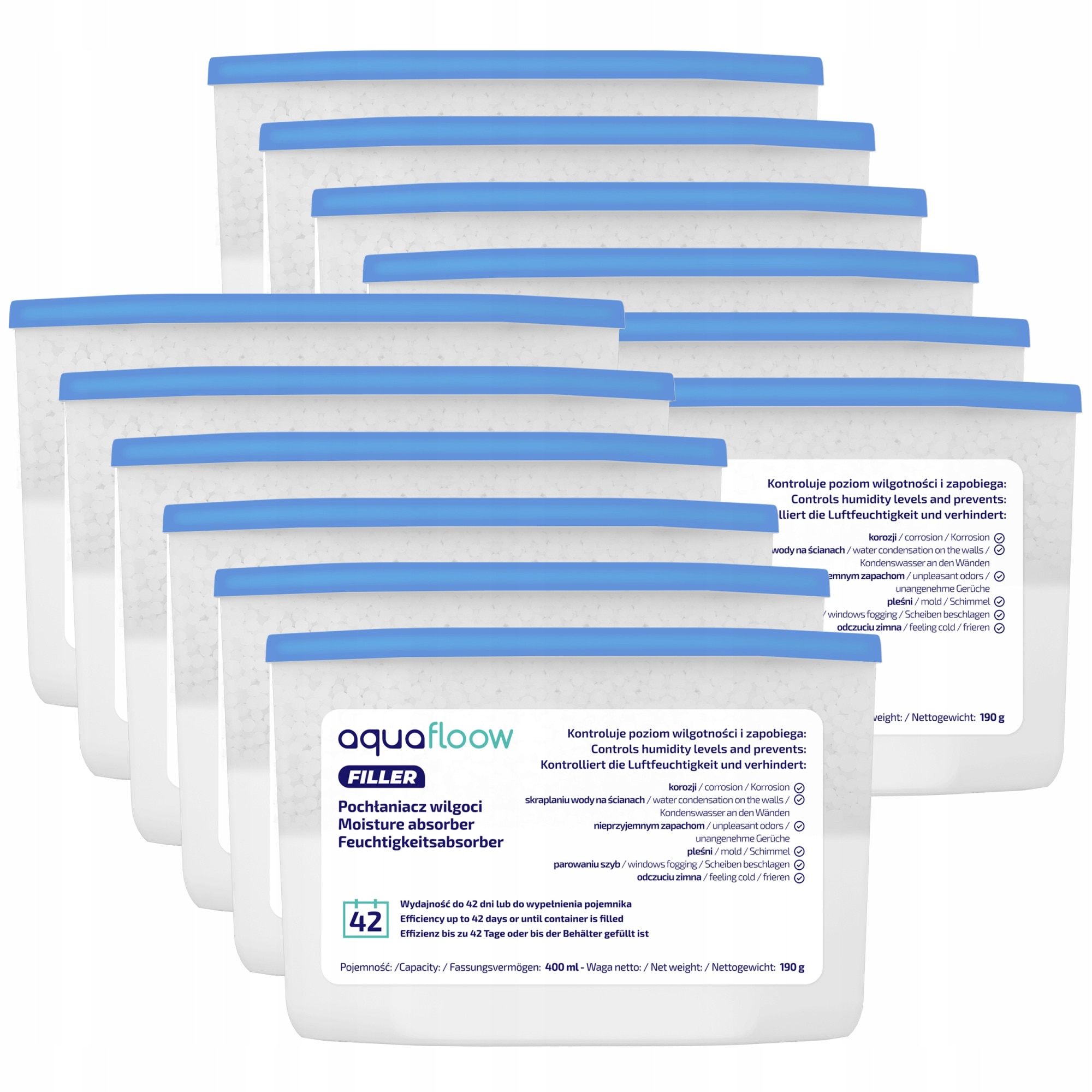 Set 12 reverve absorbant umiditate, Aquafloow, 400 ml, alb/albastru ...