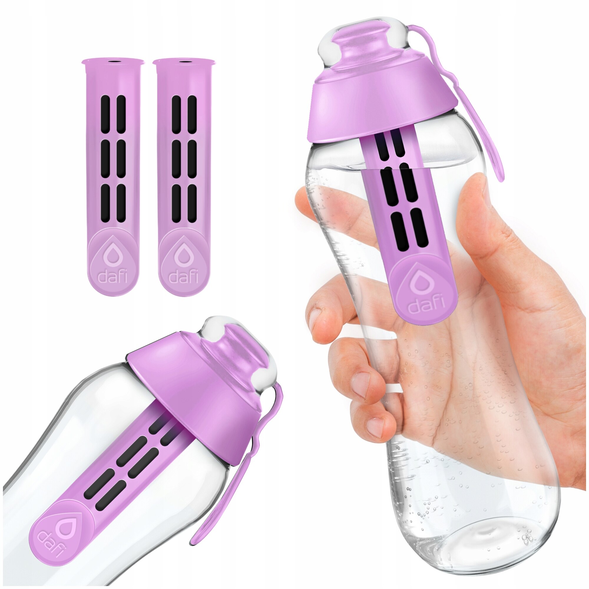 Sticla de apa cu filtru, DAfi, 2 x Cartuse filtru, Mov, 0.7L - eMAG.ro