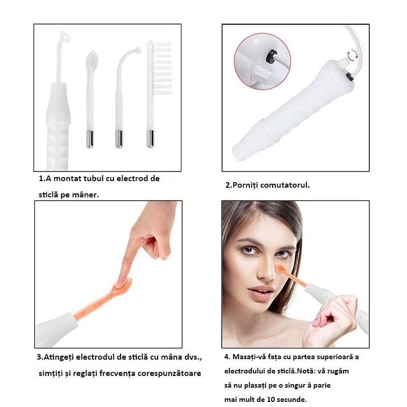 Electroderm cosmetic portabil cu 4 electrozi, Tratament cu Frecventa ...