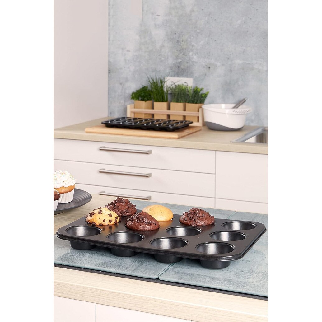 Tava de copt pentru mini-prajituri BackON Doty®, din otel carbon, 12 ...