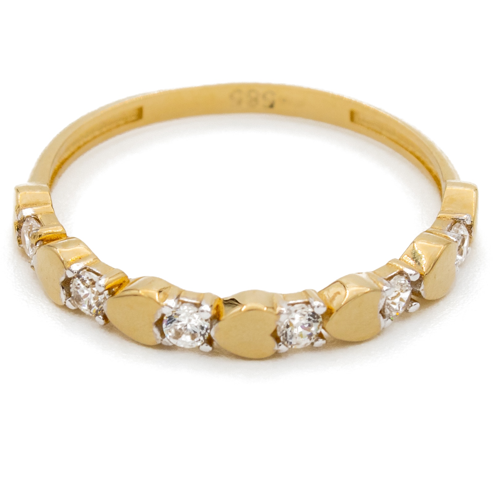 Inel Inimi si Pietre Aur 14k, Masura 15(55) - eMAG.ro