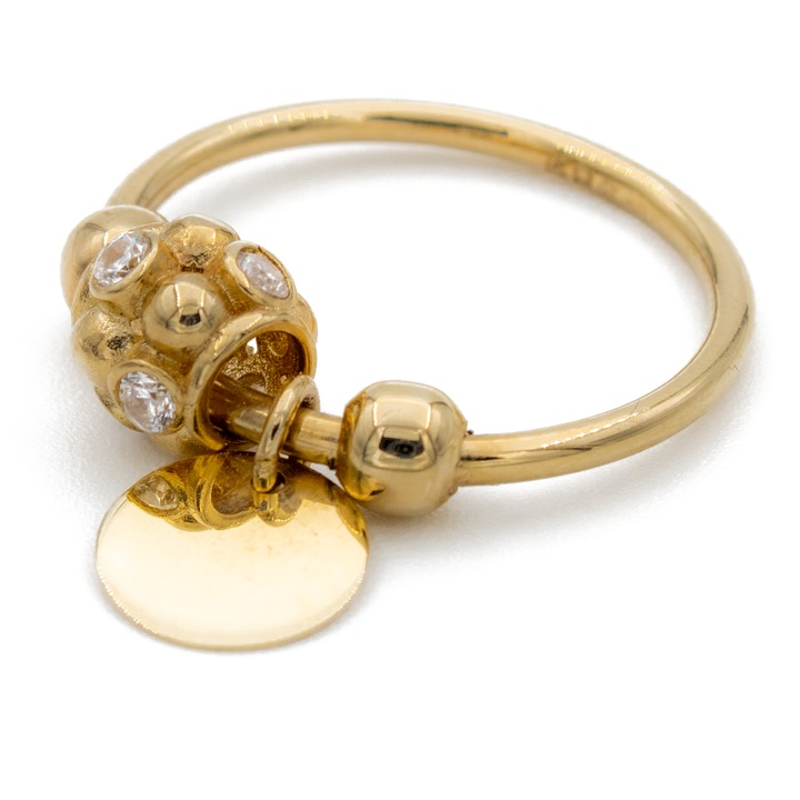 Inel cu Charm Banut Aur 14k, Masura 12(52) - eMAG.ro