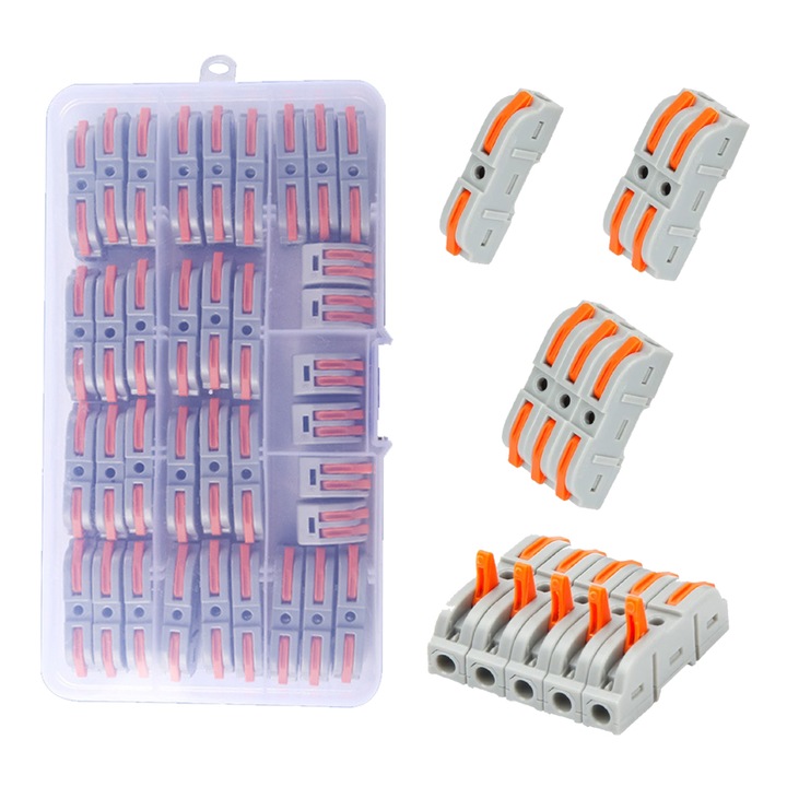 Set 34 conector cablu parghie rapida, Policarbonat, 1 Cale, Gri ...
