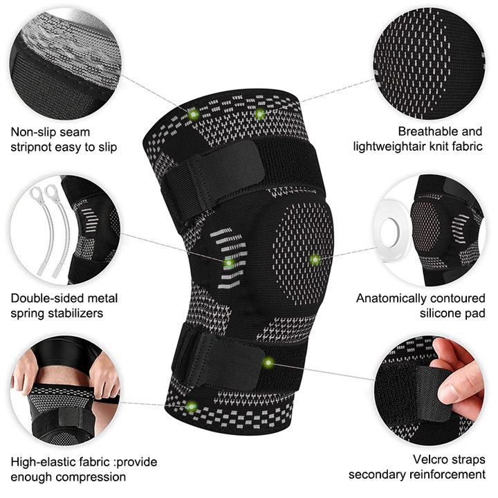 Set 2 genunchiere sport cu curele de menisc, JESWO, M, Gri inchis - eMAG.ro