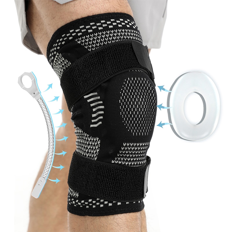 Set 2 genunchiere sport cu curele de menisc, JESWO, M, Gri inchis - eMAG.ro