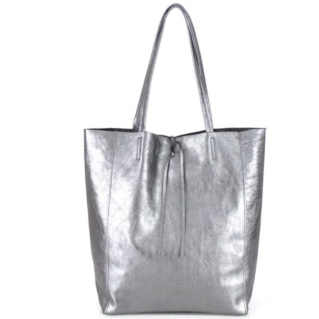 Geanta shopper silver piele naturala Bonnie - eMAG.ro