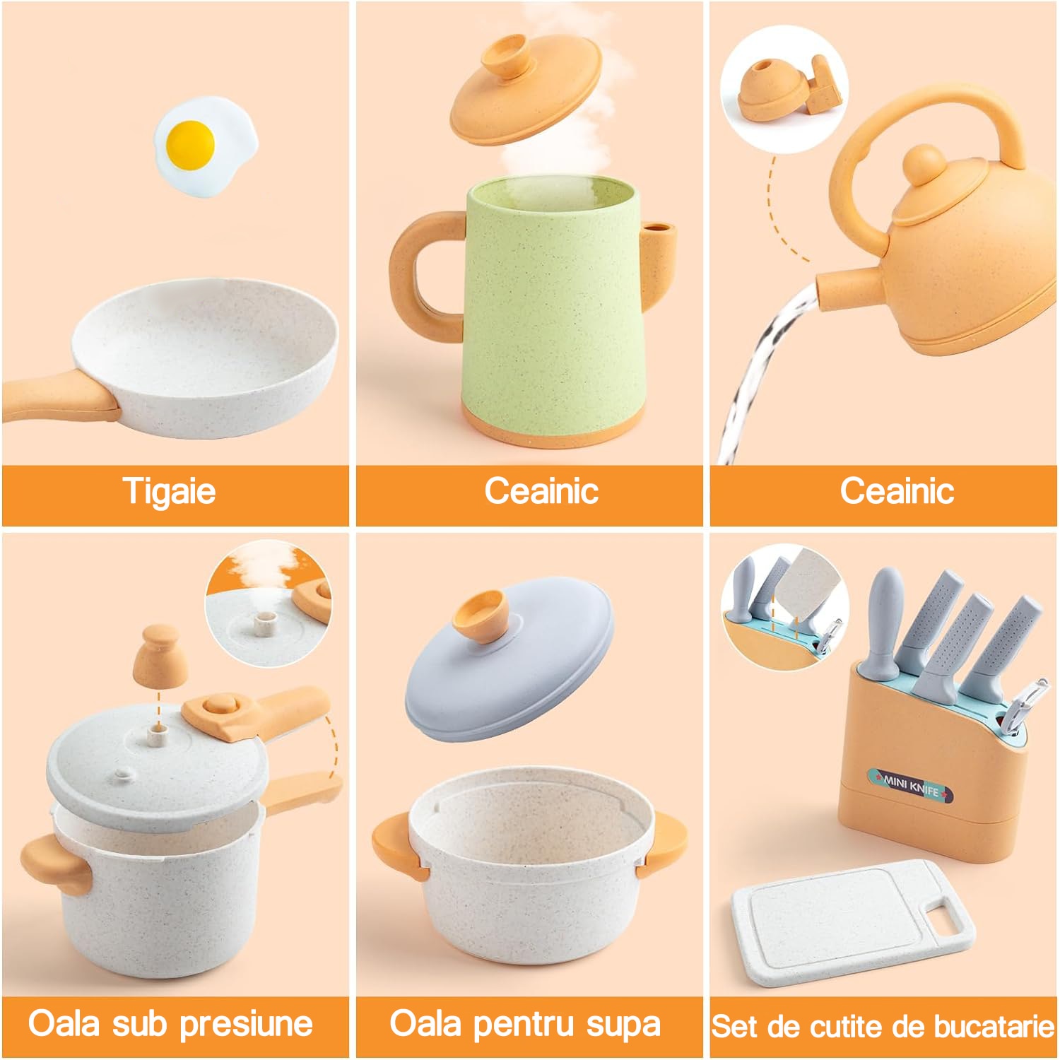 Set de joaca bucatarie pentru Copii, BYONDSELF®, Simulare Gatit, 40 ...