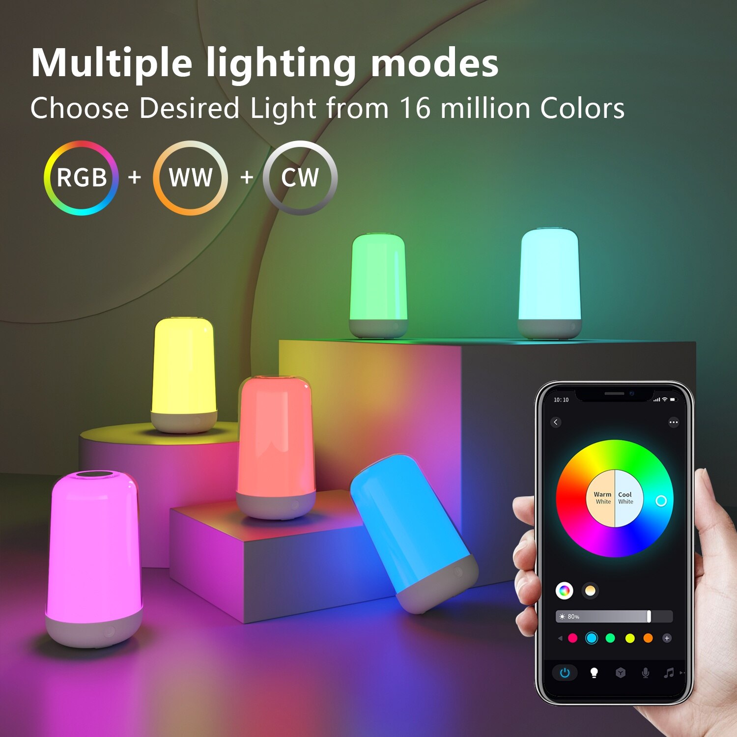 Lampa de masa, LED, Bluetooth, Multicolor - eMAG.ro
