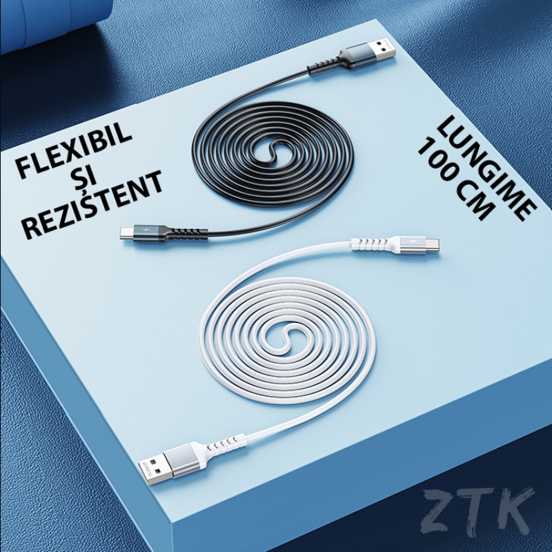 Cablu USB Type C, Remax Kayla II, RC-C008 A-C, 2.4 A, 1m, Negru - eMAG.ro