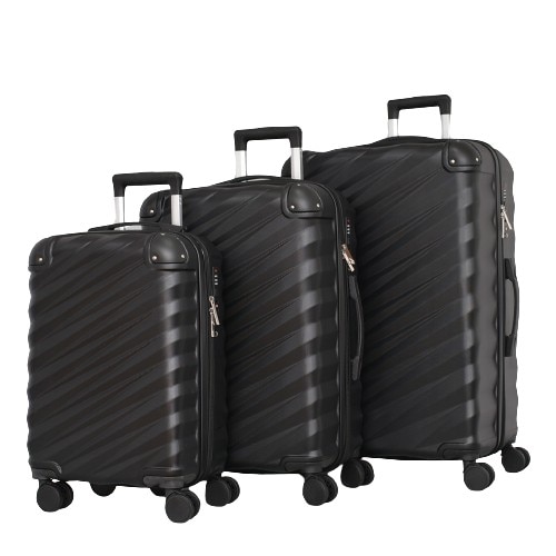 Set 3 valize, Perfect line, ABS, 77/30/51 cm, Extender, Negru - eMAG.ro