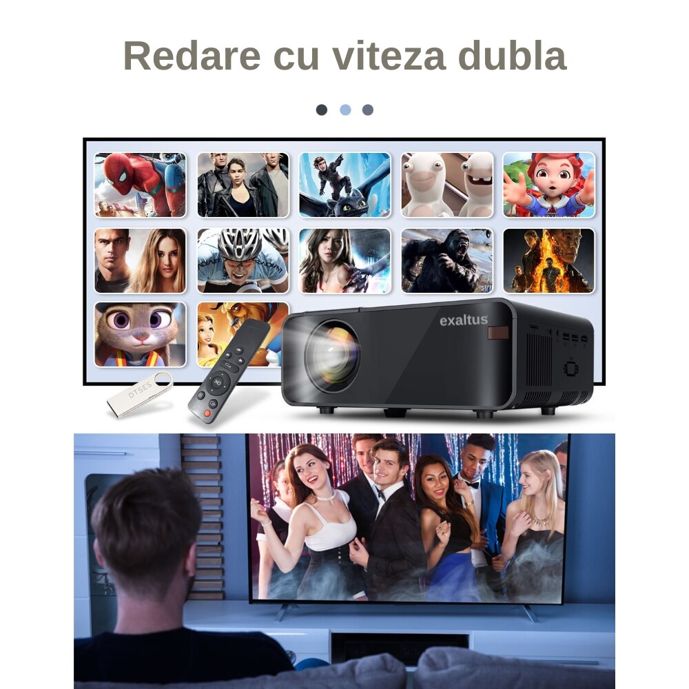 Videoproiector Exaltus®, 10000 lumeni, 1920 x 1080 Full HD, portabil ...
