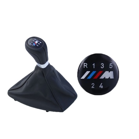 Кожена топка за скоростен лост с маншон, BMW М 1 3 E30 E36 E46 E90 E91 E92 E93 E81 E82 E87 E88 ...