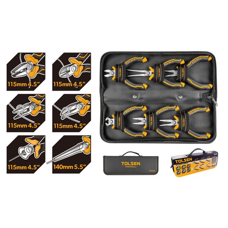 Set mini clesti TOLSEN, 6 buc, 115mm si 140mm, Otel carbon placat cu ...