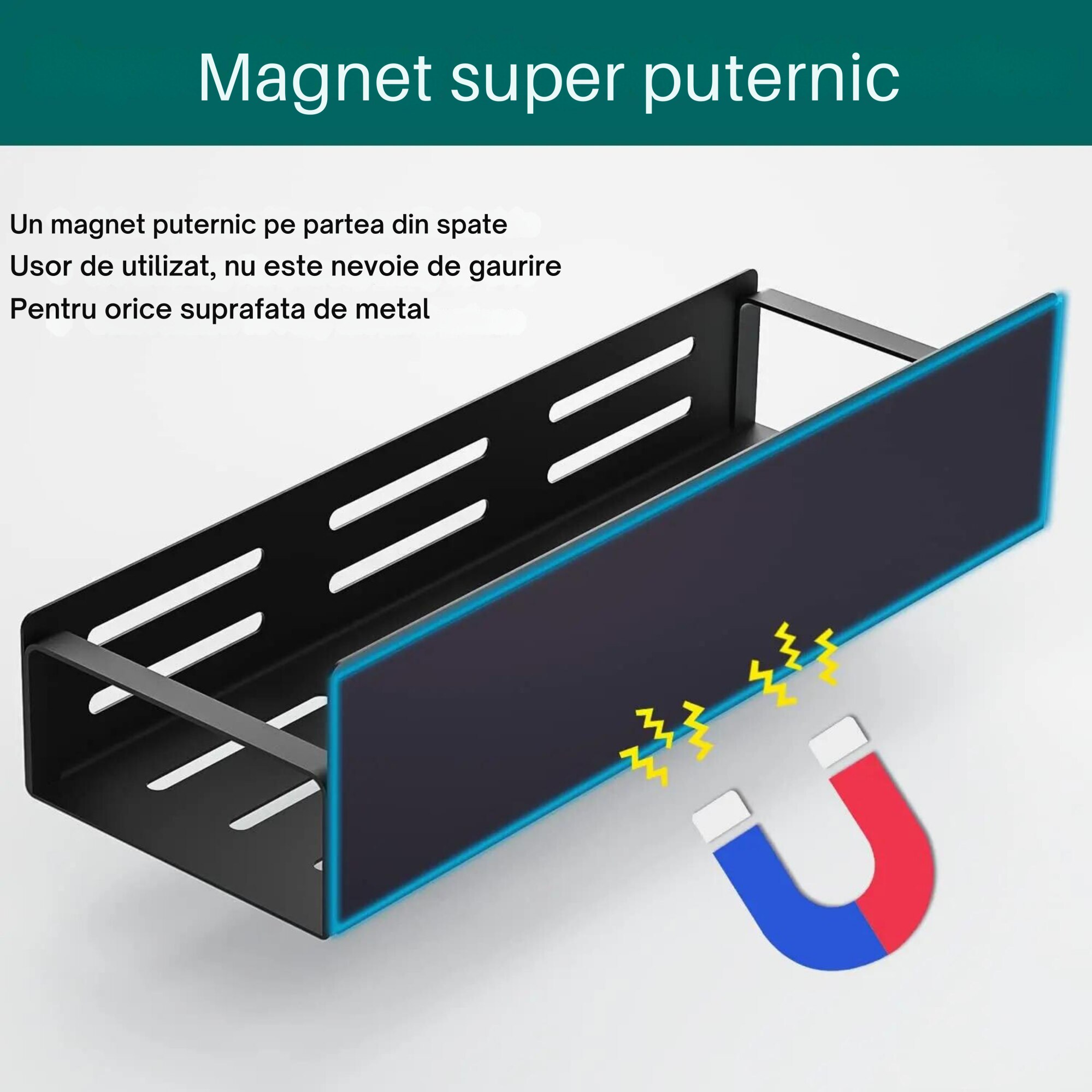Raft metalic pentru condimente, organizator cu prindere magnetica ...