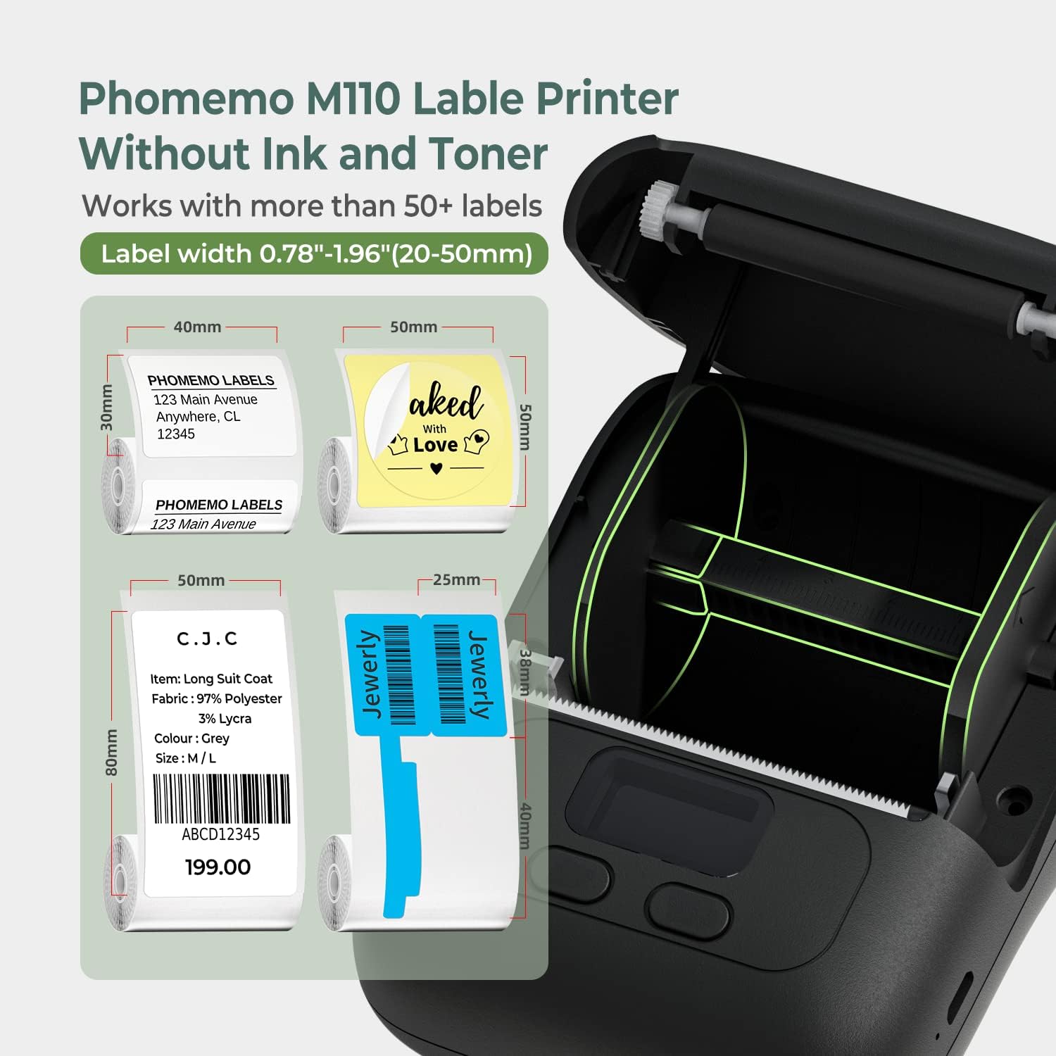 Преносим термо етикетен принтер Phomemo M110, Excitat, iOS и Android ...