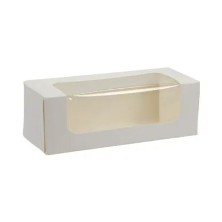 Set cutii albe cu fereastra pentru macarons, 50 buc, dimensiune 15x5x5 ...