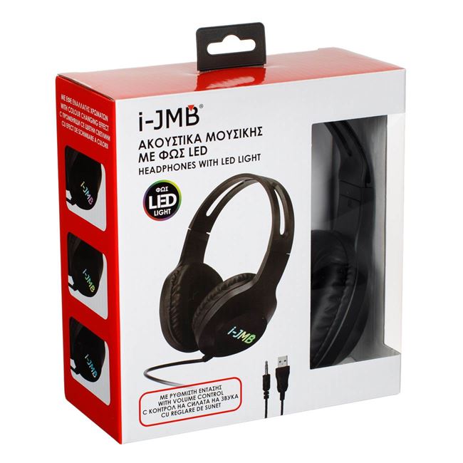 Casti audio cu fir si iesire USB, lumini LED si control al volumului ...