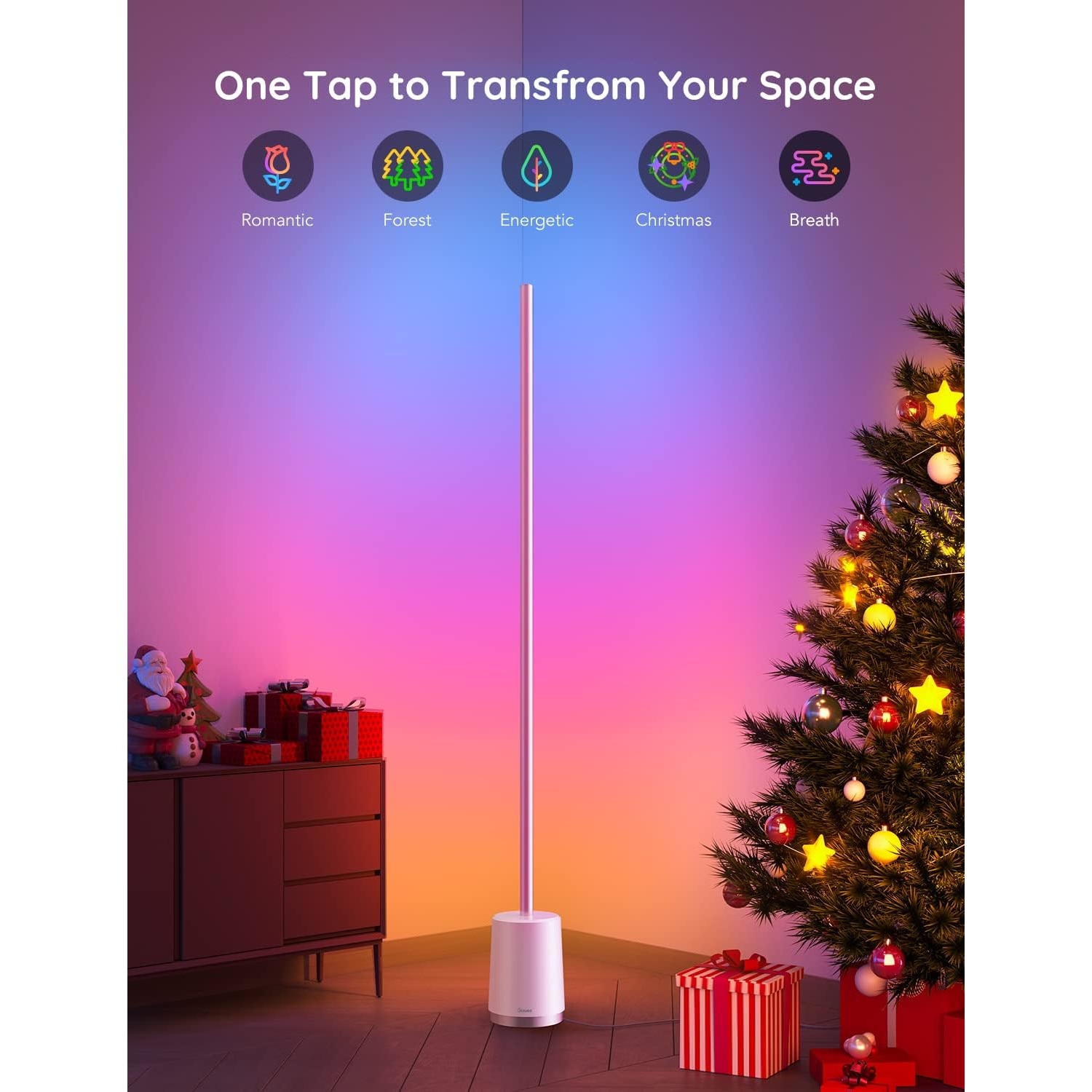 Lampadar LED RGBICWW inteligent Govee H6072, Wi-Fi, 64+ scene, moduri ...
