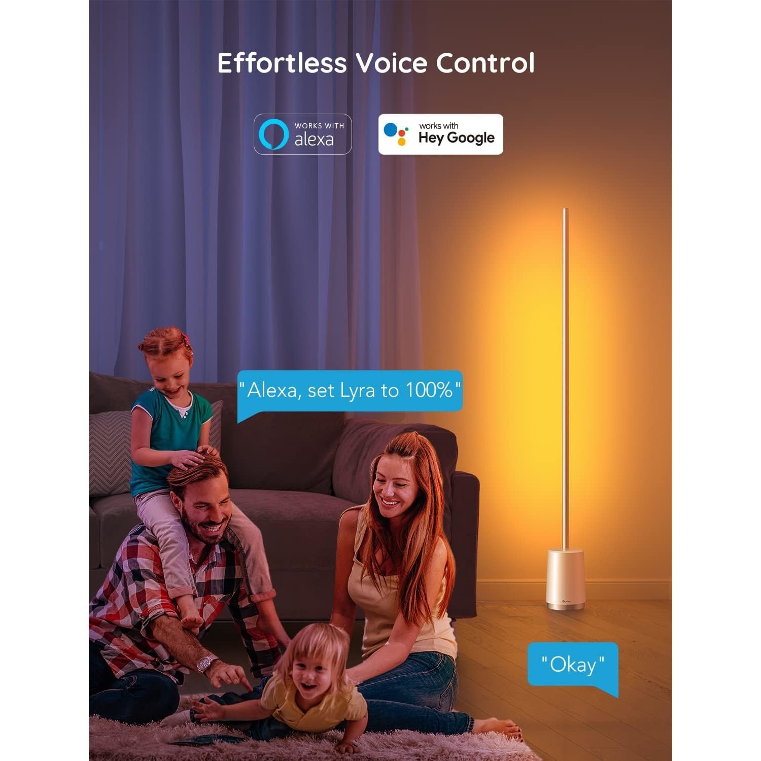 Lampadar LED RGBICWW inteligent Govee H6072, Wi-Fi, 64+ scene, moduri ...