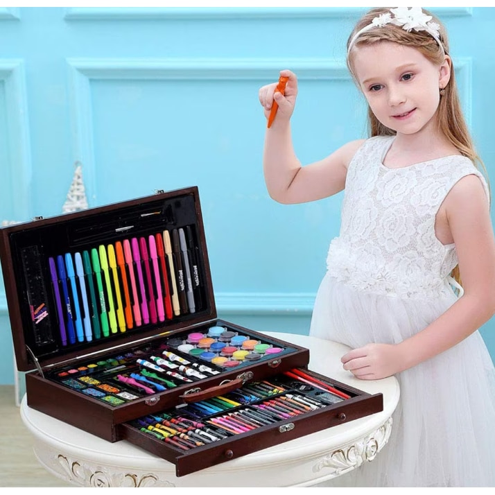 Set pentru desen si pictura Ælements®, creioane, acuarele, cutie ...