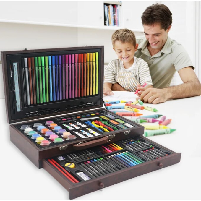 Set pentru desen si pictura Ælements®, creioane, acuarele, cutie ...