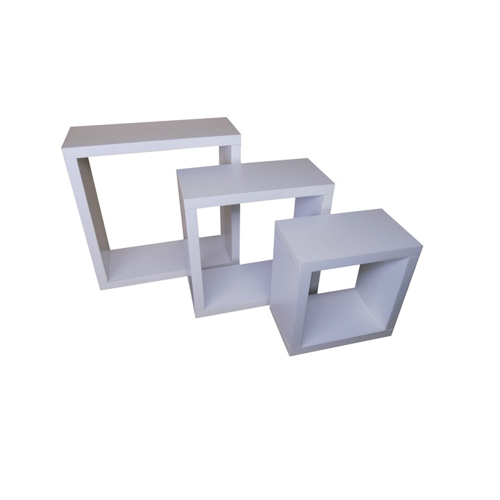 Set trei cuburi raft perete Cubino Alb Model CUB-21004 - eMAG.ro