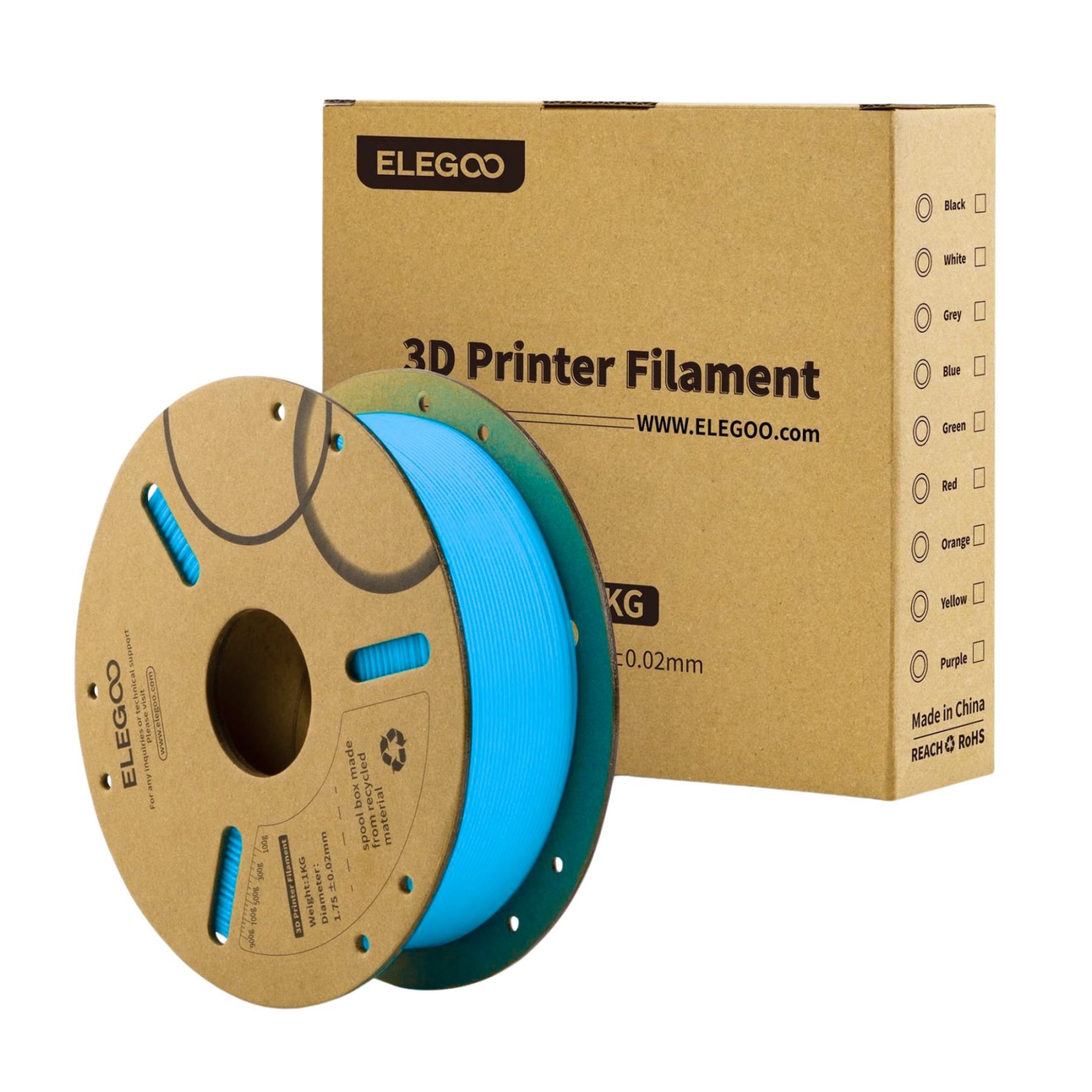 Rola filament, PLA, 1.75 mm, Albastru deschis, Elegoo - eMAG.ro