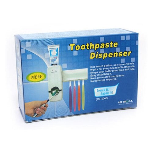 Dispenser Pasta de Dinti si Suport Periute, Alb - eMAG.ro