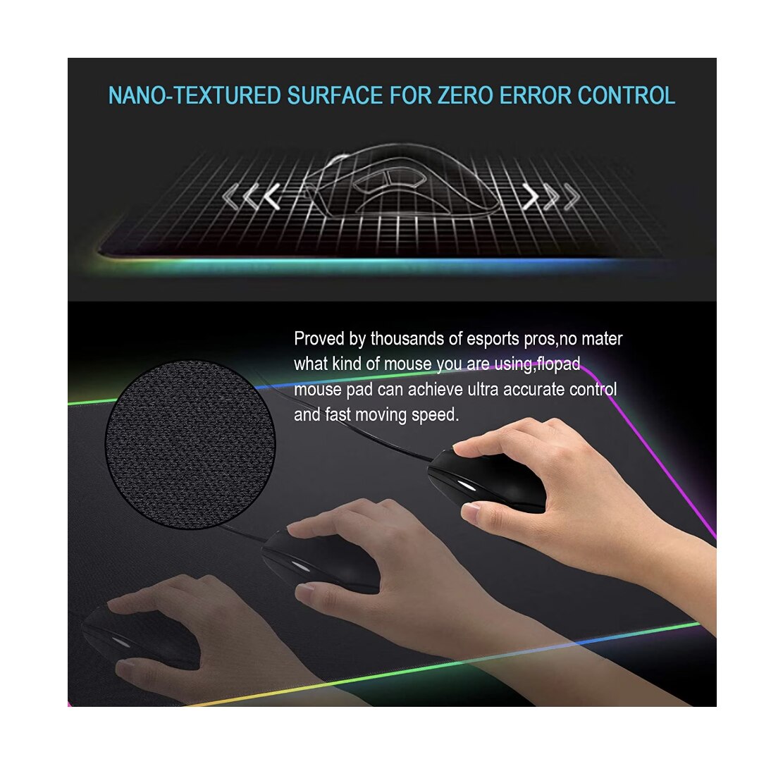 Mouse Pad gaming QUANDES®, RGB, 15 moduri LED, Baza din cauciuc ...