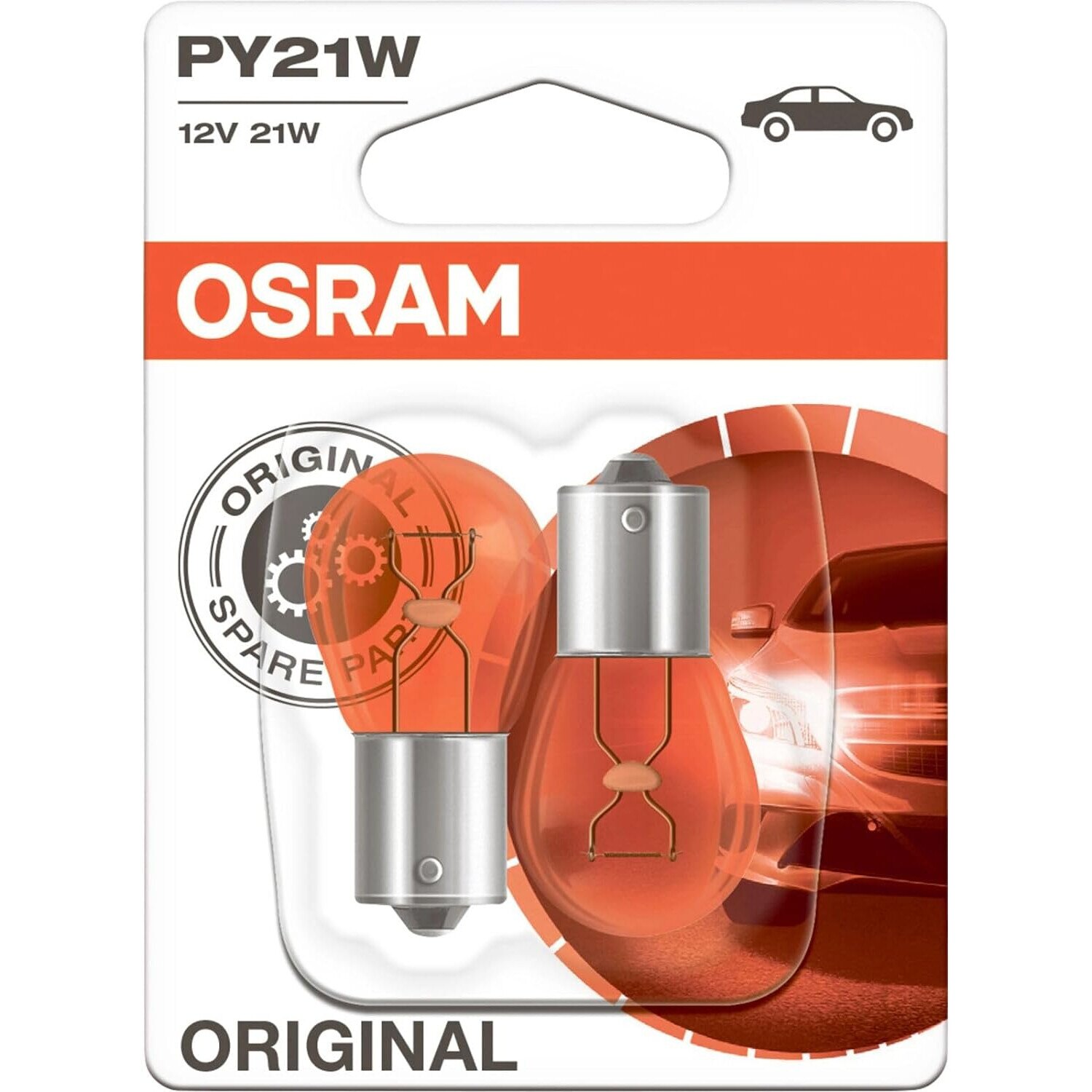 Set 2 Becuri PY21W Osram Original Blister culoare Galbena Pentru ...