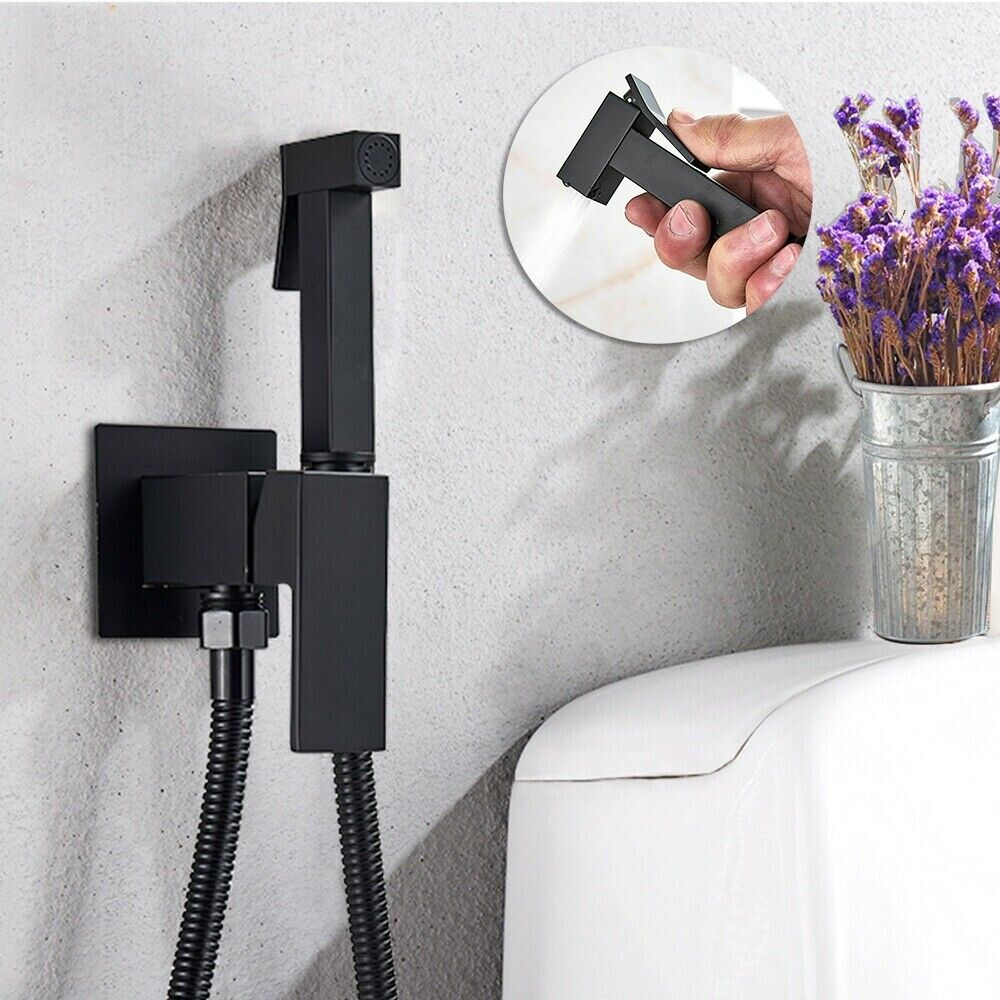 Dus igienic baie, Mixer apa Calda si Rece, Finisaj negru mat ...